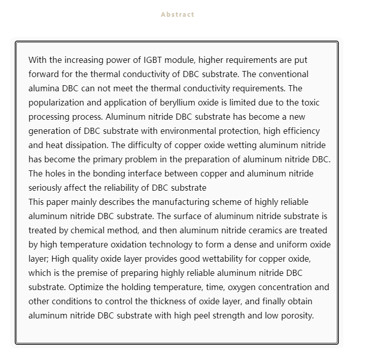Research on aluminum nitride DBC substrate technology for high power ...